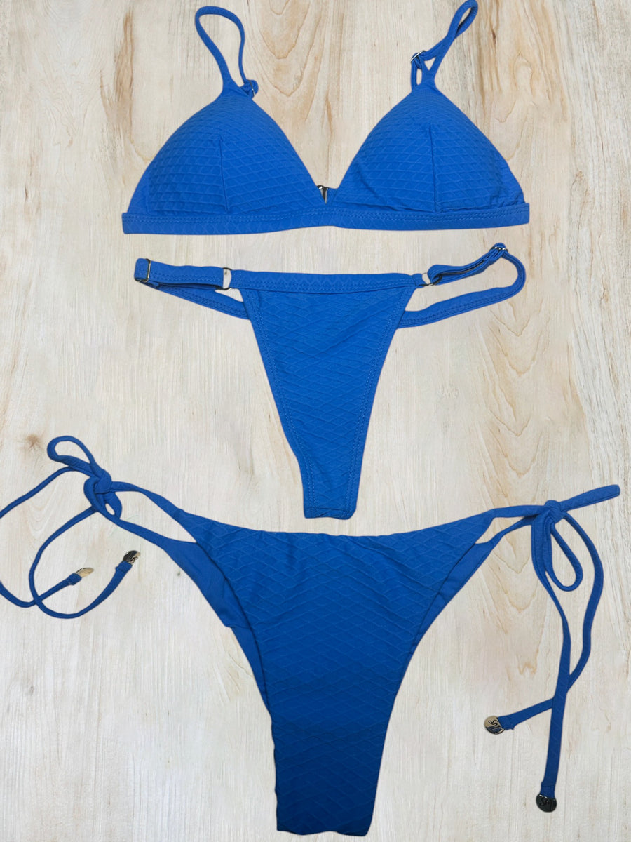 Royal Wave Textured Bikini Set – Sunshine Brazilian Beachwear